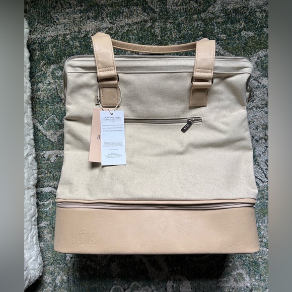 BEIS | Bags | Beis The Convertible Mini Weekender In Beige | Poshmark